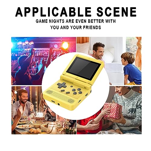 Handheld Clamshell Games Consoles Retro Game Console 12 Emulators 1000+ Gaming 3.0 inch HD Screen Video Game Console Support Independent Music Player Function-Yellow||V90-64G