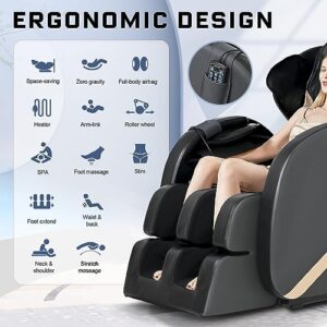 2023 Massage Chair Recliner with Zero Gravity with Full Body Air Pressure Easy to Use at Home and in The Office (Grey)