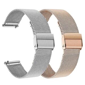 wrist strap intended for amazfit bip 5/gtr 4/gtr 3/gtr 3 pro/gtr 2/gtr 47mm smart watch band, replacement metal wrist band for amazfit bip 5/gtr 4/gtr 3/gtr 3 pro/gtr 2/gtr 47mm smartwatch stainless steel bracelet adjustable loop (silver+rose gold)