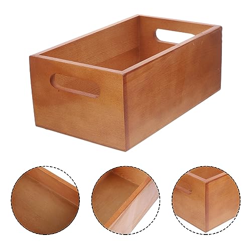 TEHAUX Wood Organizer Open Box Storage Box with Handle Coffee Condiment Organizer Tea Bag Holder Shampoo Vanity Holder for Home Bathroom Kitchen