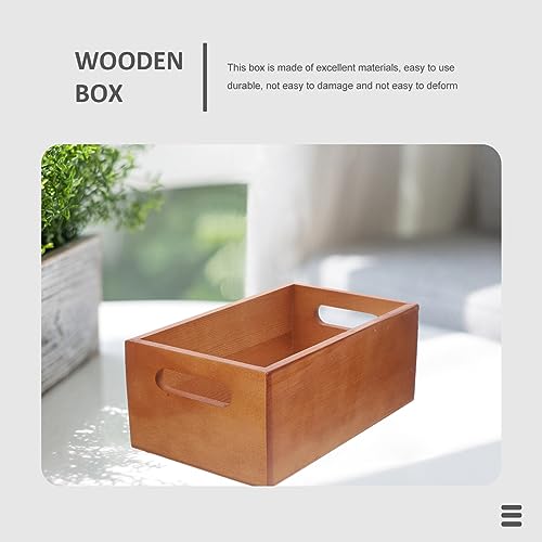 TEHAUX Wood Organizer Open Box Storage Box with Handle Coffee Condiment Organizer Tea Bag Holder Shampoo Vanity Holder for Home Bathroom Kitchen