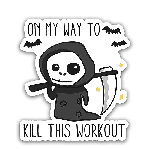 Miraki On My Way To Kill This Workout Sticker, Ghost Sticker, Planner Sticker, Workout Sticker, Gym Sticker, Water Assitant Die-Cut Vinyl Funny Decals for Laptop, Phone, Water Bottles, Kindle Sticker