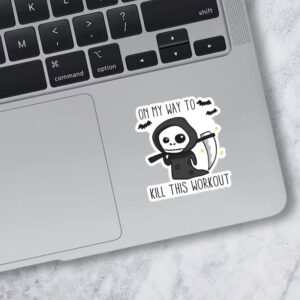 Miraki On My Way To Kill This Workout Sticker, Ghost Sticker, Planner Sticker, Workout Sticker, Gym Sticker, Water Assitant Die-Cut Vinyl Funny Decals for Laptop, Phone, Water Bottles, Kindle Sticker