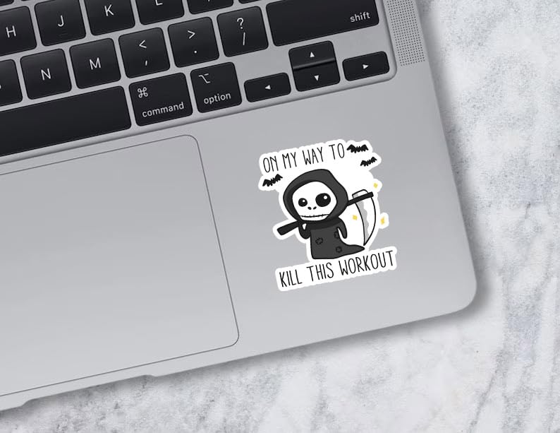 Miraki On My Way To Kill This Workout Sticker, Ghost Sticker, Planner Sticker, Workout Sticker, Gym Sticker, Water Assitant Die-Cut Vinyl Funny Decals for Laptop, Phone, Water Bottles, Kindle Sticker