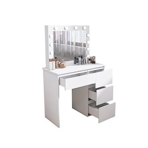 GerOr Makeup Vanity Table Set with Drawer and Storage Cabinet, Dressing Table with Vanity Cushioned Stool for Bedroom, Makeup Room