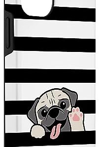 iPhone 13 Pug Dog Animal Pet Black White Stripes Striped Women Girls Case