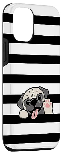 iPhone 13 Pug Dog Animal Pet Black White Stripes Striped Women Girls Case