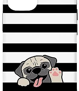 iPhone 13 Pug Dog Animal Pet Black White Stripes Striped Women Girls Case