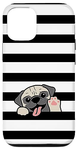 iPhone 13 Pug Dog Animal Pet Black White Stripes Striped Women Girls Case