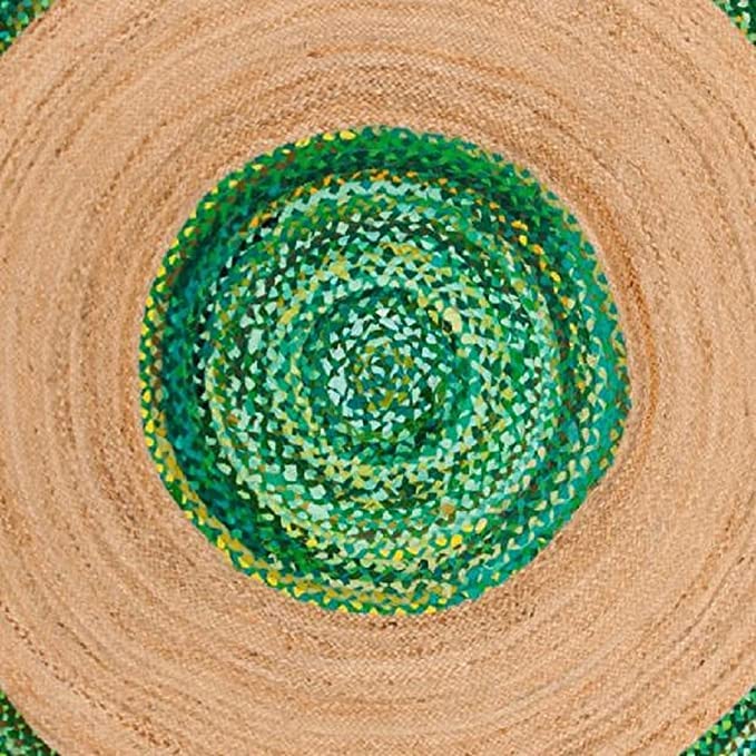 Aizza Trends Jute and Cotton Carpet for Living Room, Jute Round Floor Mat, Rugs for Living Room, Jute Centre Table Carpet, Home Decore Rug (2x2 Feet (60x60 Cm))