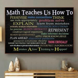 Posters Math Teaches Us How To Persevere Make Connections Think Math, Classroom, Back To School, Lover Math Art Decor, Classroom Decor, Math Teacher Gift [UNFRAME]