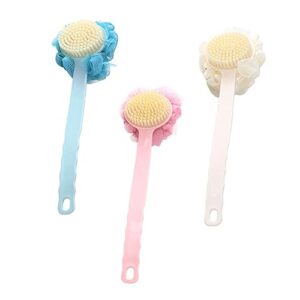 fomiyes 3pcs bath brush shower back scrubber scalp exfoliator brush body scrub sponge shower brush for body cleaning tools face sponge long handle back brush back bath tool body clean tool