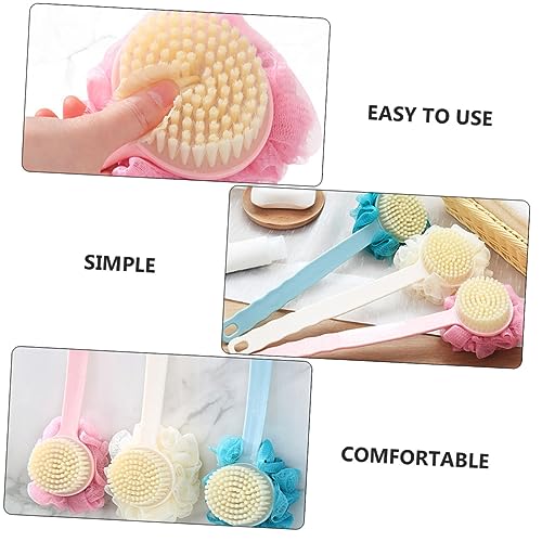 FOMIYES 3Pcs Bath Brush Shower Back Scrubber Scalp exfoliator Brush Body Scrub Sponge Shower Brush for Body Cleaning Tools face Sponge Long Handle Back Brush Back Bath Tool Body Clean Tool