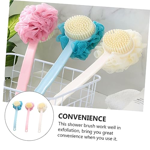 FOMIYES 3Pcs Bath Brush Shower Back Scrubber Scalp exfoliator Brush Body Scrub Sponge Shower Brush for Body Cleaning Tools face Sponge Long Handle Back Brush Back Bath Tool Body Clean Tool