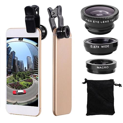 Fisheye Wide Angle Macro Portable 3 in 1 Mobile Phone Camera Lens Clip Macro Smartphone External Lens Android Accessories