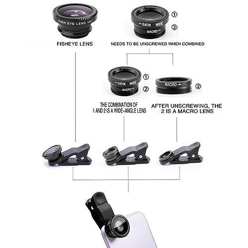 Fisheye Wide Angle Macro Portable 3 in 1 Mobile Phone Camera Lens Clip Macro Smartphone External Lens Android Accessories