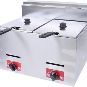 12L 2 Pan Server Food Warmer 3-Well Commercial Gas Bain Marie Buffet Countertop Food Warmer Steam Table Steamer Soup Warmer Adjustable Temp Gas Fryer Steamer Cooking Heating Pot