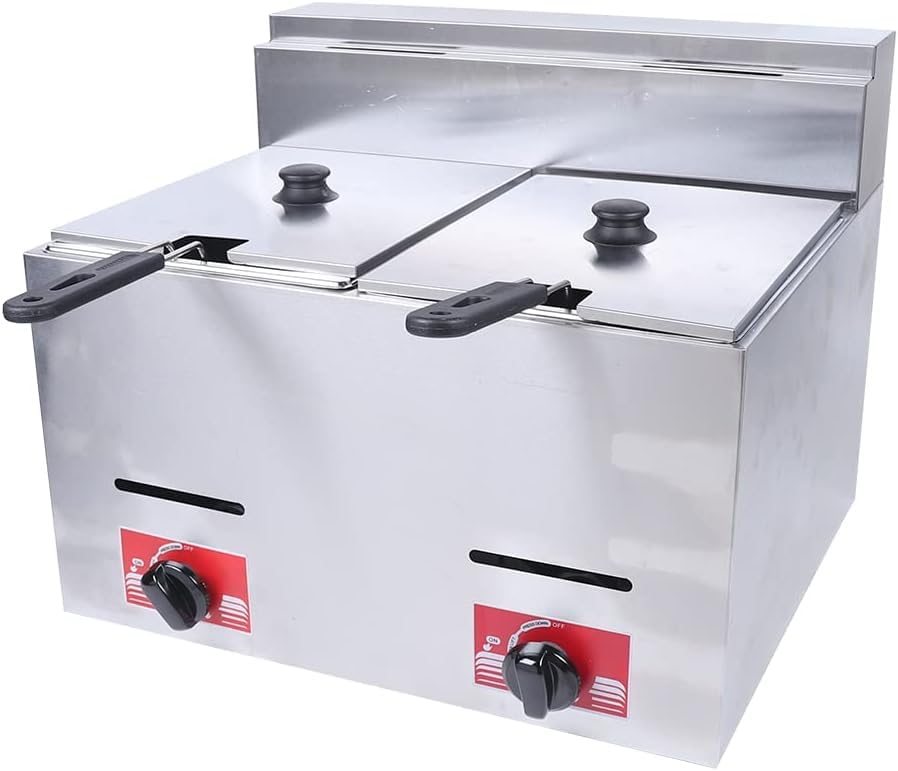 12L 2 Pan Server Food Warmer 3-Well Commercial Gas Bain Marie Buffet Countertop Food Warmer Steam Table Steamer Soup Warmer Adjustable Temp Gas Fryer Steamer Cooking Heating Pot