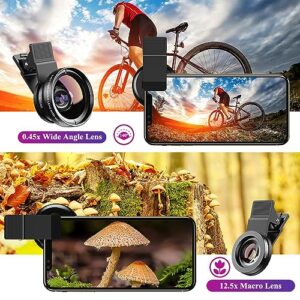 Phone Lens kit 0.45x Super Wide Angle & 12.5X Macro Micro Lens HD Camera Lentes fit for iPhone 6S 7 Xiaomi More cellphones