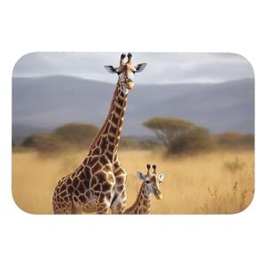 OPSREY Giraffe On The Grassland Print Diatomaceous Earth Bath Mat Absorbent Non-Slip Shower Mat for Tub Bathroom Floor 15.7 X 23.6 in