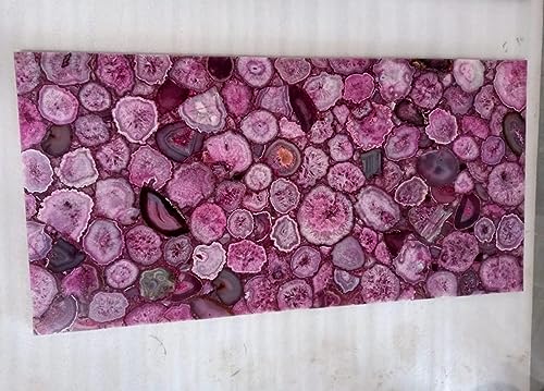 rkhandicrafts 36 x 48 Inches Rectangle Shape Marble Dining Table Top Pink Agate Stone Epoxy Art Reception Counter Slab