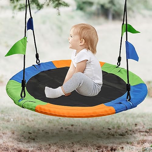 661lb Saucer Tree Swing 3.2ft for Kids Adults 900D Oxford Waterproof with Tree Hanging Straps, Steel Frame and Adjustable Ropes