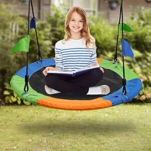 661lb Saucer Tree Swing 3.2ft for Kids Adults 900D Oxford Waterproof with Tree Hanging Straps, Steel Frame and Adjustable Ropes