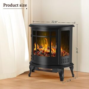 ZIONHEAT Infrared Heating Electric Fireplace Stove, Freestanding Fireplace Heater, Adjustable Brightness and Heating, Overheating Protection System, 1000w/1500w