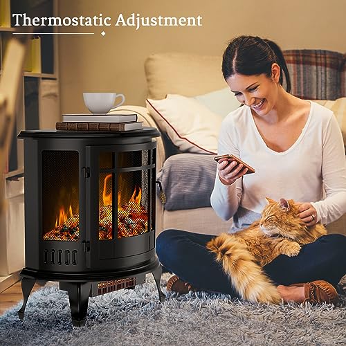 ZIONHEAT Infrared Heating Electric Fireplace Stove, Freestanding Fireplace Heater, Adjustable Brightness and Heating, Overheating Protection System, 1000w/1500w