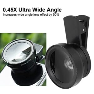 Phone Lens, 2 in 1 Universal Cellphone Lens HD Professional Universal Clip 0.45X Wide Angle 12.5X Macro Lens for 13, 12, 11, Xs, Xr,8 7 6s Plus (Black)