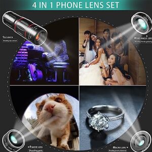 High Power 28x HD Phone Telephoto Lens Cell Phone Camera Lens Kit 198 Degree Ultra Wide Angle Fisheye Lens