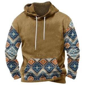 Mens Hoodies Pullover, Western Hoodie Graphic Hoodie Hoodies for Men Graphic Crewneck Sweatshirts Full Zip Hoodie Y2k Graphic Hoodies for Men Golf Hoodies for Men Oversized Hoodies（2-Blue,Medium)