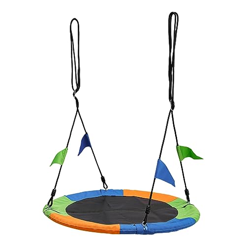 40 Inch Saucer Tree Swing for Kids Adults with Hanging Straps and Adjustable Ropes Round Swings for Outside Camping, 900D Oxford Waterproof (3 Colors)