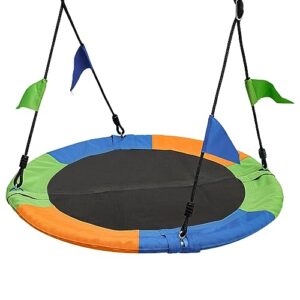 40 Inch Saucer Tree Swing for Kids Adults with Hanging Straps and Adjustable Ropes Round Swings for Outside Camping, 900D Oxford Waterproof (3 Colors)