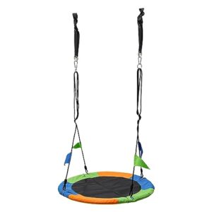 40 Inch Saucer Tree Swing for Kids Adults with Hanging Straps and Adjustable Ropes Round Swings for Outside Camping, 900D Oxford Waterproof (3 Colors)