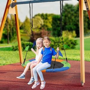 40 Inch Saucer Tree Swing for Kids Adults with Hanging Straps and Adjustable Ropes Round Swings for Outside Camping, 900D Oxford Waterproof (3 Colors)