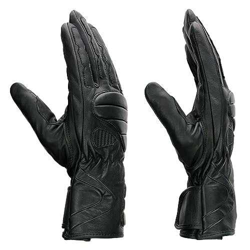 Milwaukee Leather SH451 Men's Black Leather Gauntlet Racing Motorcycle Hand Gloves with Wrist and Knuckle Padding Protection - 3X-Large