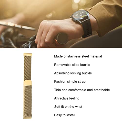 EVGATSAUTO Smart Watch Wristband, Smart Watch Strap Replacement Strong Magnet 18mm Easy to Install Fashionable (Gold)