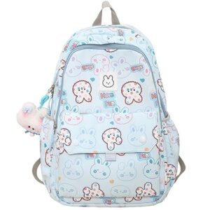 hapiki kawaii backpack with cute accessories 15.6 inch laptop casual travel daypacks new semester gifts aesthetic bag (03-blue,15.6 inch)