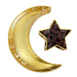 belowsyaler dessert tray,eid mubarak moon star serving tray tableware dessert food storage muslim islamic for breakfast dinner dessert pastry display holder decoration ornament