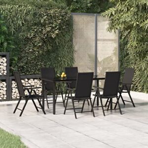 whopbxgad 7 piece patio dining set lawn furniture,patio furniture sets,patio furnituresui for patios, gardens, lawns, balconies, poolside,black poly rattan