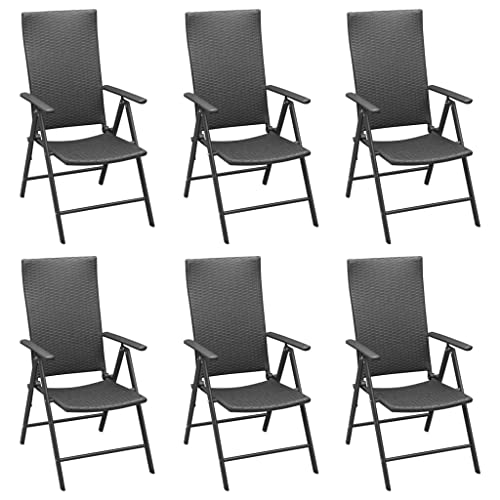 WHOPBXGAD 7 Piece Patio Dining Set Lawn Furniture,Patio Furniture Sets,Patio furnitureSui for patios, Gardens, lawns, Balconies, Poolside,Black Poly Rattan