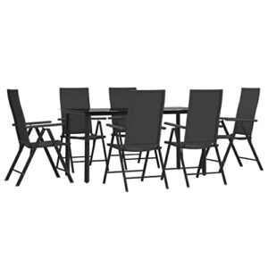 WHOPBXGAD 7 Piece Patio Dining Set Lawn Furniture,Patio Furniture Sets,Patio furnitureSui for patios, Gardens, lawns, Balconies, Poolside,Black Poly Rattan