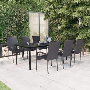 whopbxgad 7 piece patio dining set rattan chair,gardens patio furniture,oak patio furniture set,sui for gardens, lawns, terraces, poolsides, patios,black