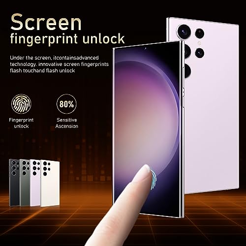 RAYPUR 5G Unlocked Smartphone for S23 Ultra, 7.3inch Full Screen Cell Phone, 7800Mah, 16 1TB, Global Version Android Mobile Phones, Facial Fingerprint Unlocking GPS,Black-1TB