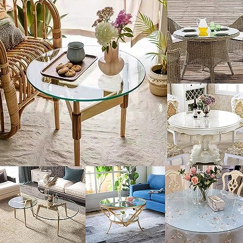 SAGIDAR Round Glass Table Top Marble Round Tempered Glass Dining Coffee Dinner, Round Table Glass 14IN 15IN 16IN, Round Kitchen Dining Table Top Furniture Home Furniture