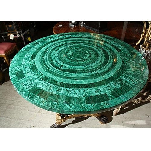 42 x 42 Inches Round Shape Marble Dining Table Top Gemstone Overlay Work Beautiful Table for Restaurant and Hotel Decor