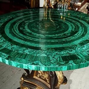 42 x 42 Inches Round Shape Marble Dining Table Top Gemstone Overlay Work Beautiful Table for Restaurant and Hotel Decor