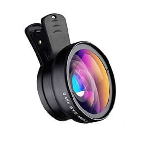 wudilu 2 in 1 camera lens 0.45x super wide angle&12.5x macro mobile phone lens kit for smartphones