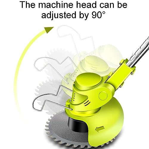 Electric Lawn Mower, Rotary Weeder with 24V/10000MA Cordless Adjustable Length 1-36CM 90° Rotatable Machine Head for Home Small Garden